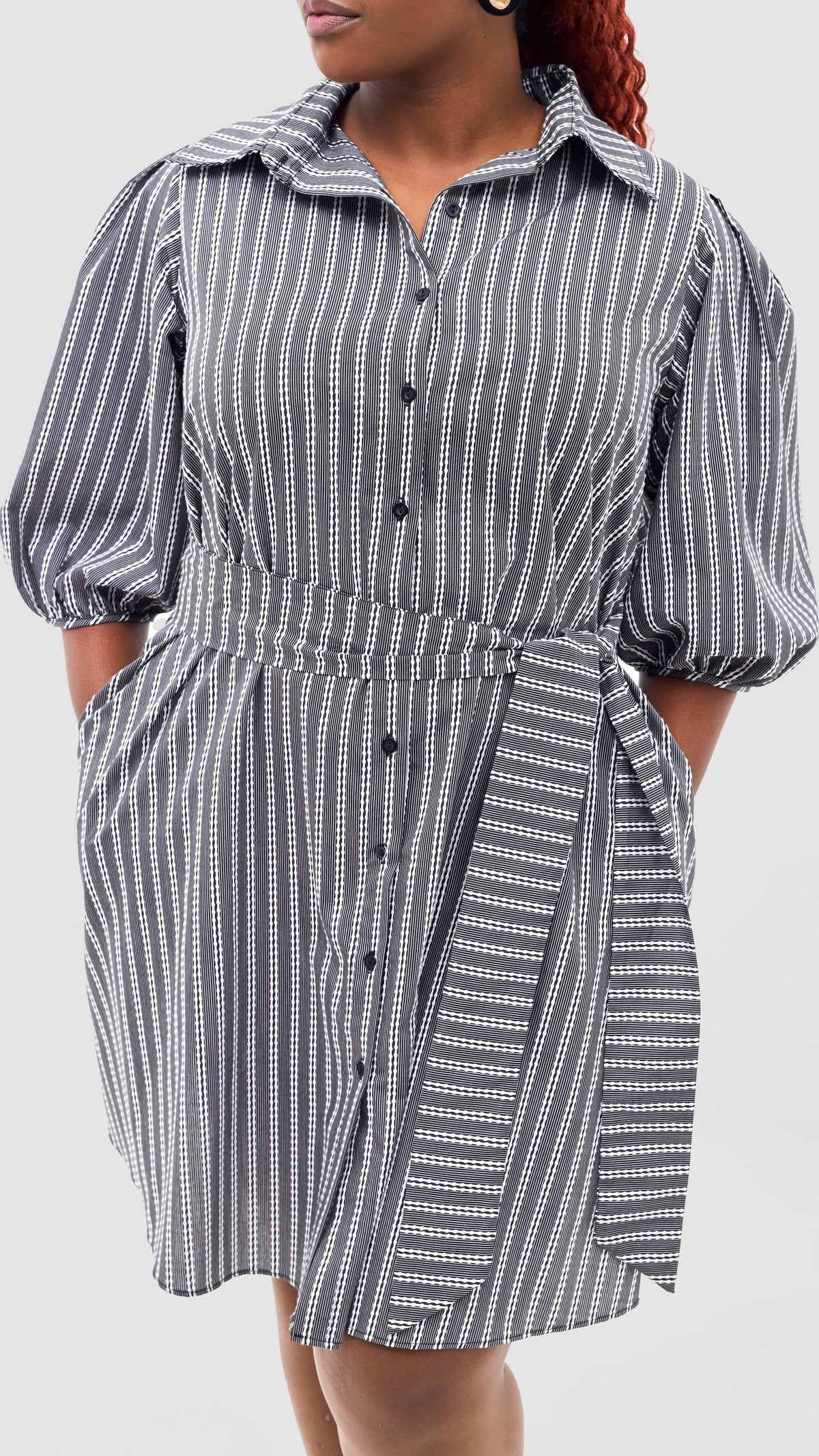 Safari Naledi 3/4 Sleeve Tent Dress - White Polka Stripes | Vivo ...
