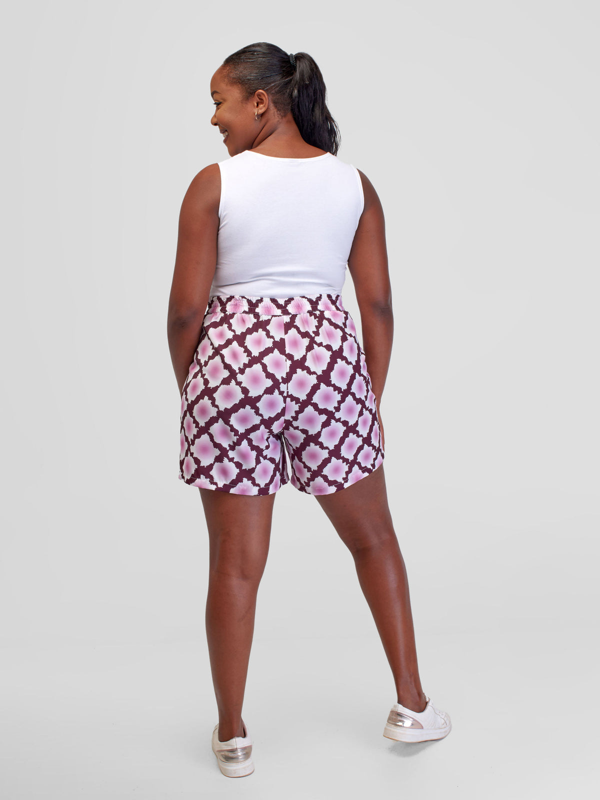 Vivo Soleil Shorts - Burgundy / Dusty Pink Almasi Print | Vivo Fashion ...