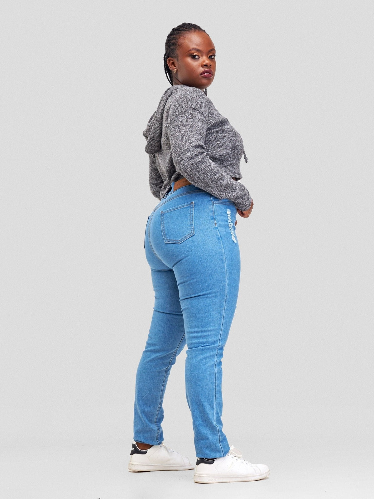 Denim Haven High Rise Skinny Ripped Jeans - Light Blue | Vivo Fashion ...