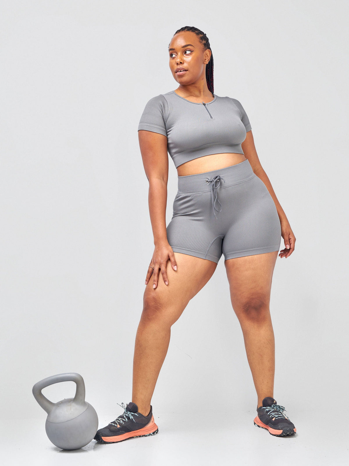 Ava Fitness Lizzy 5 piece Gym Set - Grey | Vivo Fashion Group Kenya