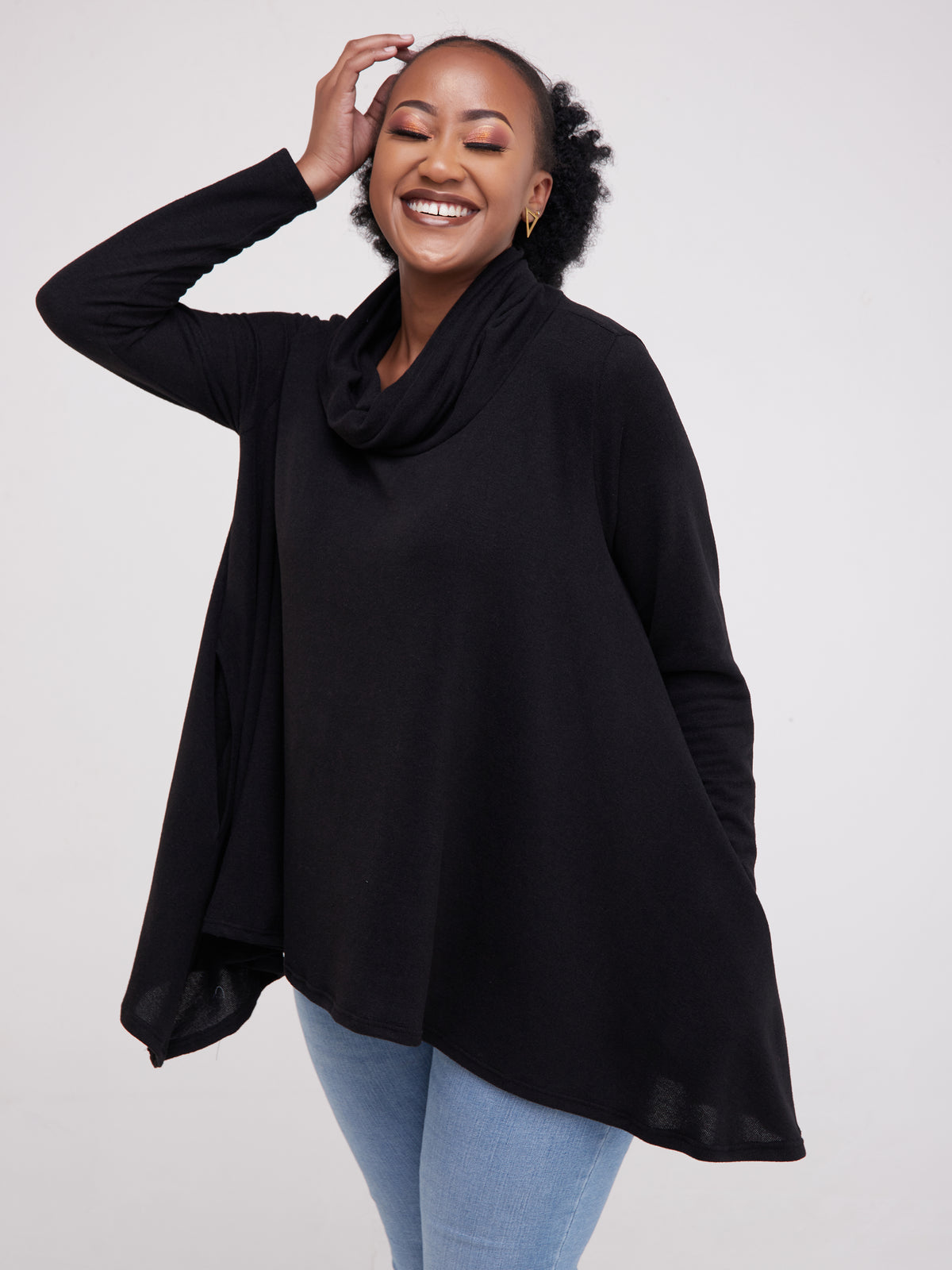 Vivo Basic Imelda Cowl Sweater - Black | Vivo Fashion Group Kenya