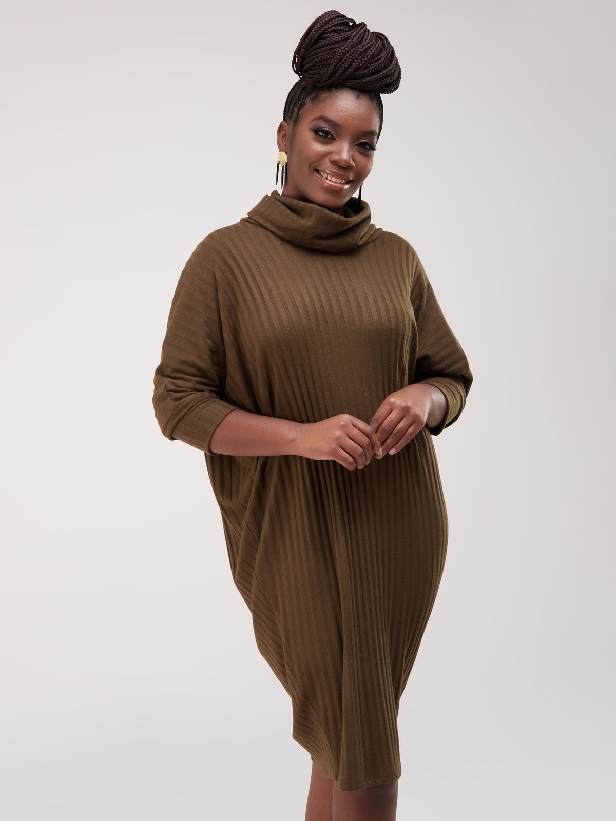 Safari Basic Dolman Cowl Sweater Dress - Hunters Green | Vivo Fashion ...