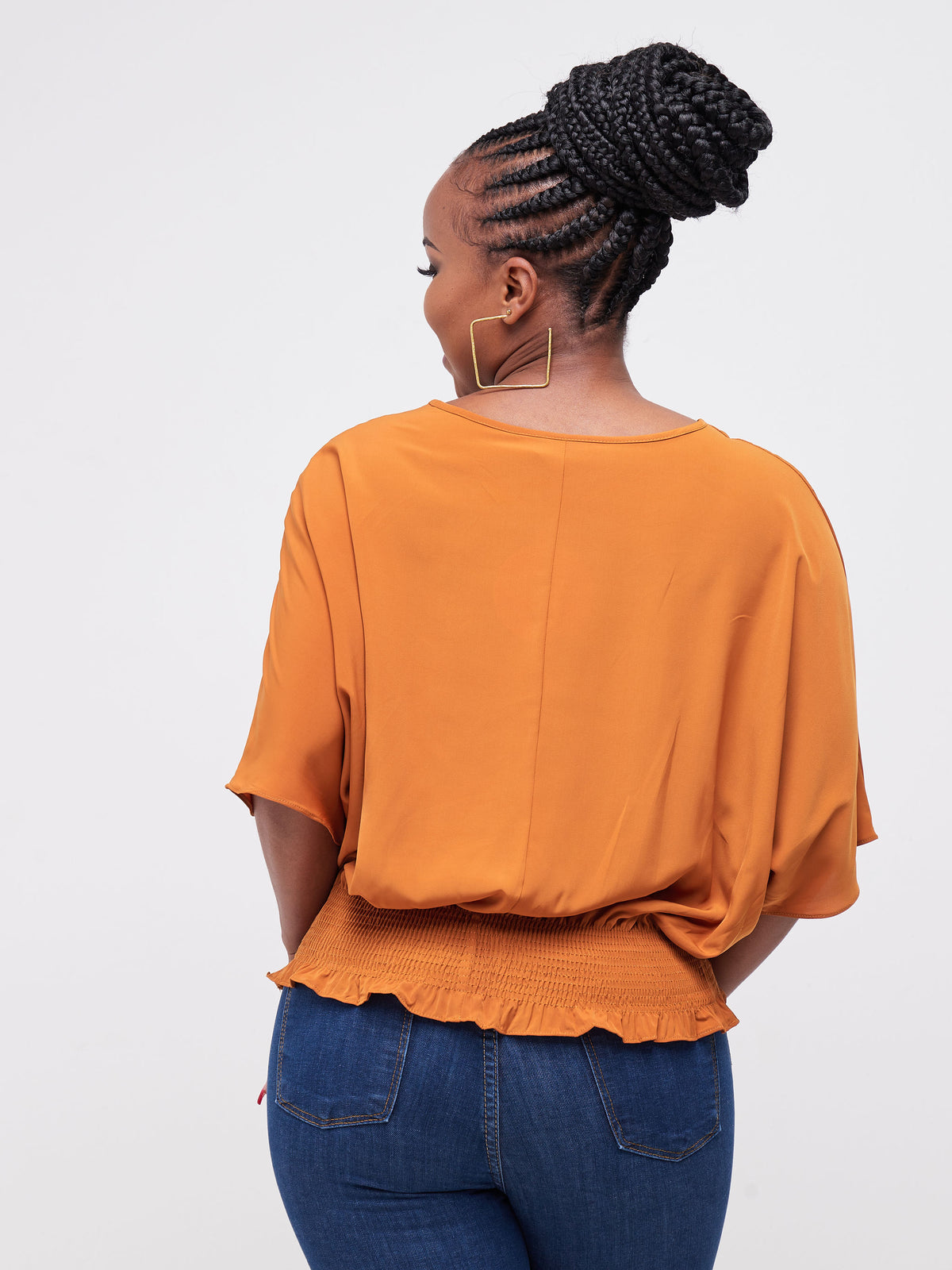 Safari Naima Shirred Waist Top - Brown | Vivo Fashion Group Kenya